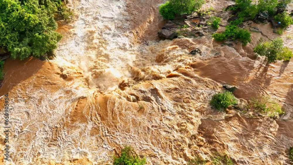 A drone captures the destructive force of a waterfall flood, revealing ...