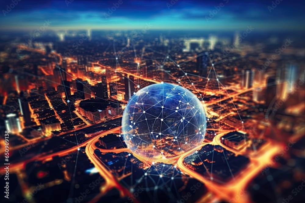 Digital Globalization: World Globe Surrounded by a Wireless Connected ...