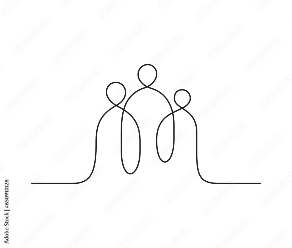 Continuous line drawing group of 3 people Stock Vector | Adobe Stock