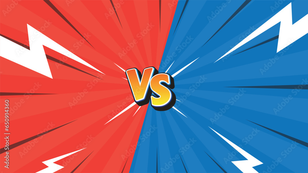 red and blue battle background design with versus logo. opposite side ...