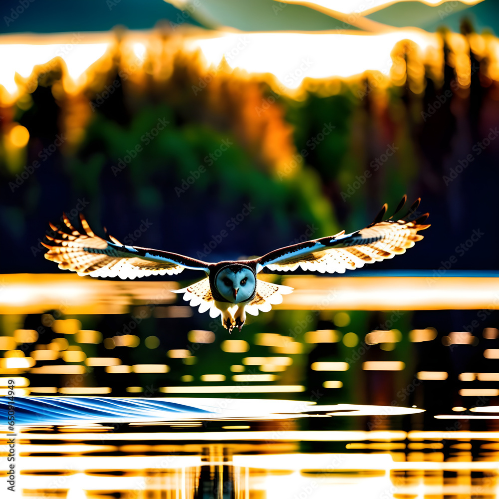 Flight of the owl regenerative AI by Aquiles Orfei Stock Illustration ...