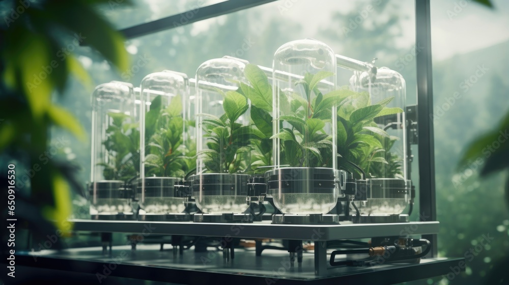 A specialized extraction unit is portrayed, capturing carbon dioxide ...