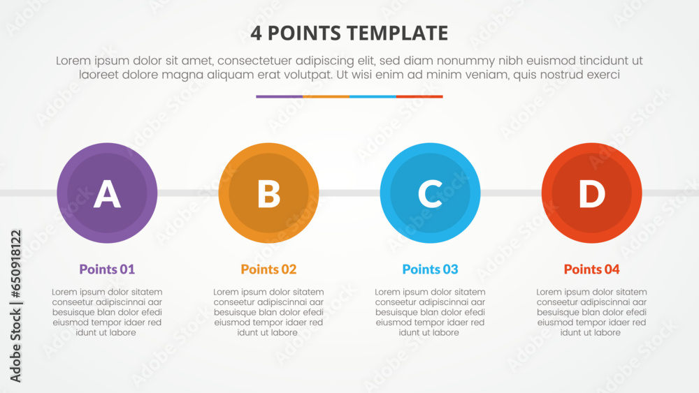 4 points stage template infographic concept for slide presentation with ...