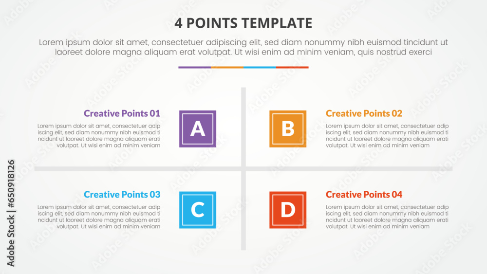 4 points stage template infographic concept for slide presentation with ...