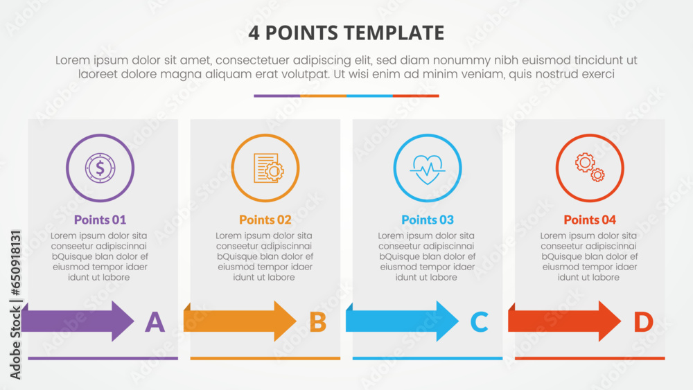 4 points stage template infographic concept for slide presentation with ...