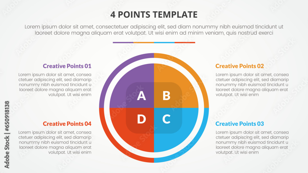 4 points stage template infographic concept for slide presentation with ...