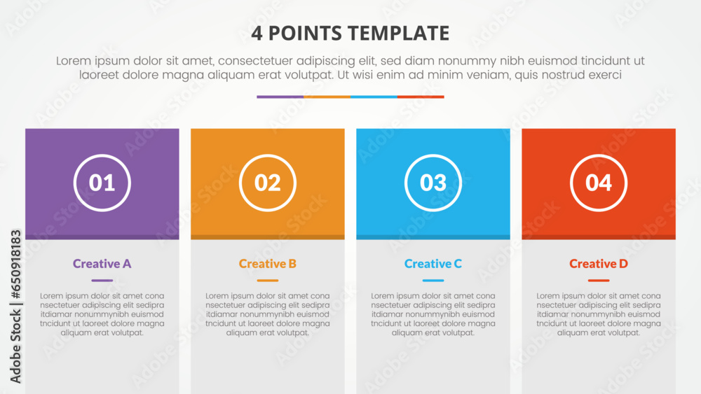 4 points stage template infographic concept for slide presentation with ...