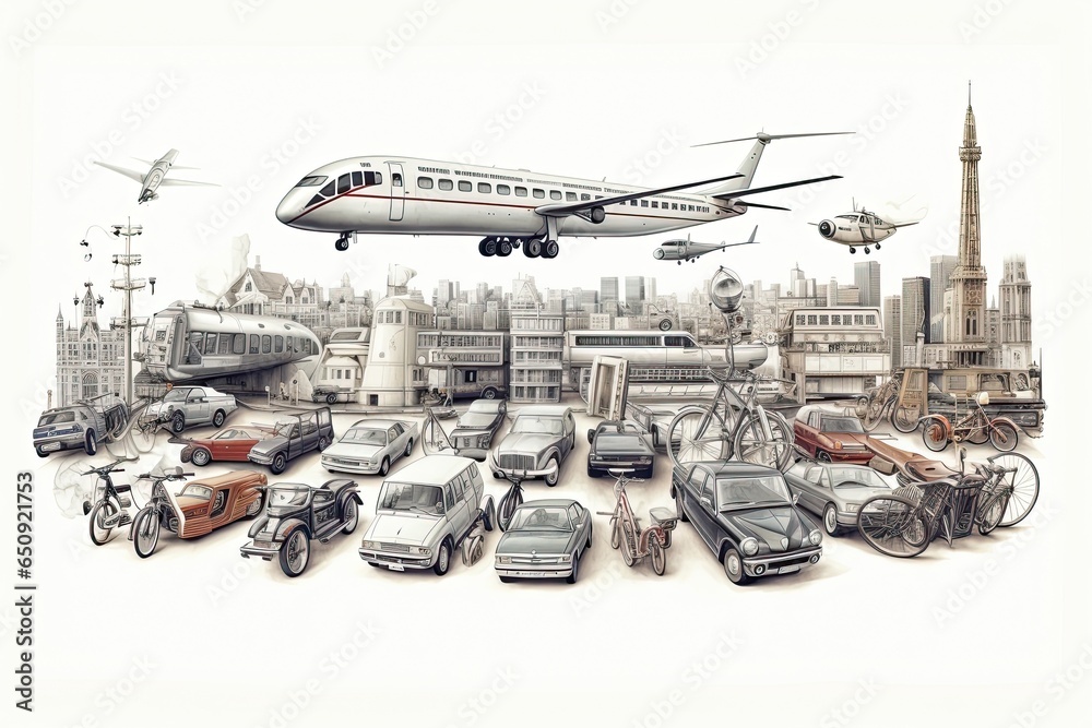 Different transportation options displayed as a collage, Logisticsbof ...
