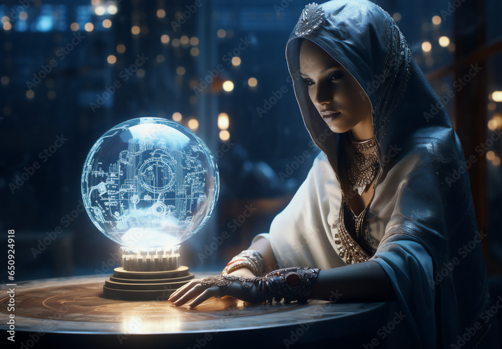 A modern witch using white magic to predict the future with her ...