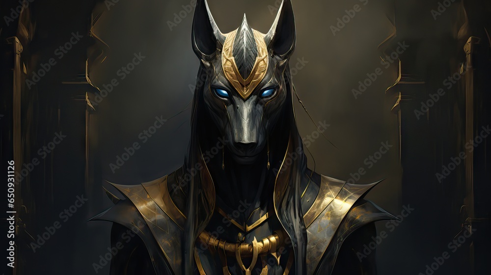 An impressive image of the Egyptian god Horus, depicted with a falcon ...