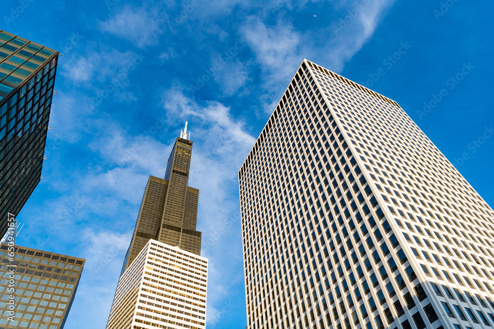 city downtown with skyscraper in perspective. perspective view ...