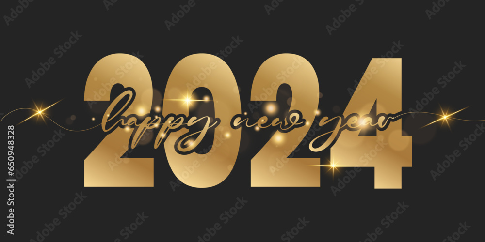 Happy new year 2024 letters banner, vector art and illustration. can ...