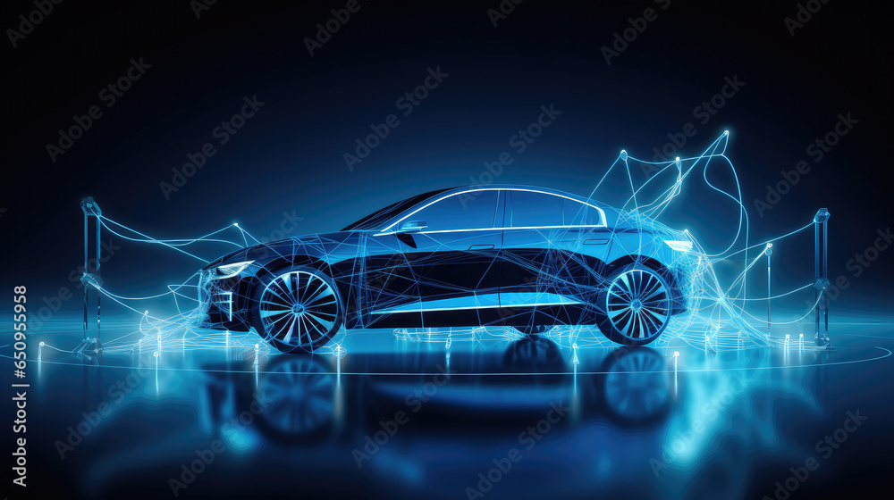 Low poly style design vector of EV Car or Electric vehicle at charging ...