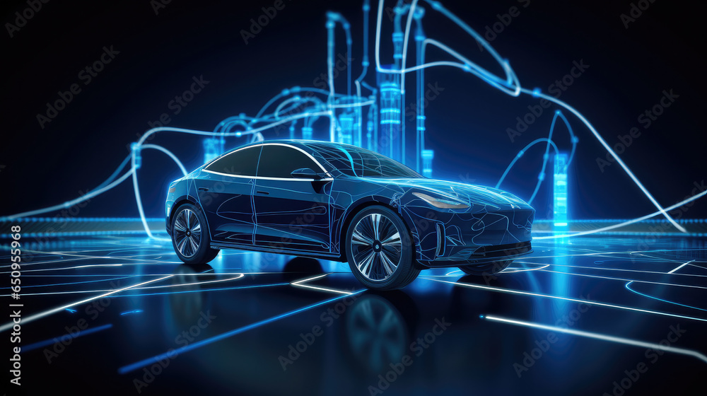 Low poly style design vector of EV Car or Electric vehicle at charging ...