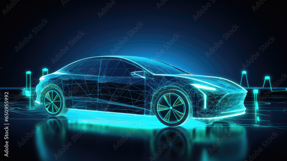 Low poly style design vector of EV Car or Electric vehicle at charging ...