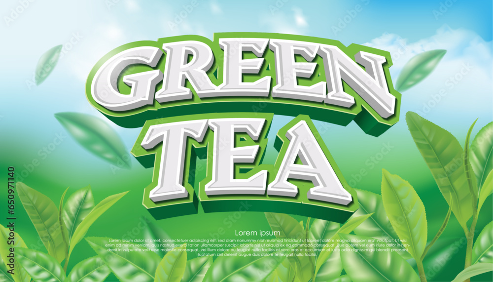 vector illustration green tea word lettering banner design template on ...