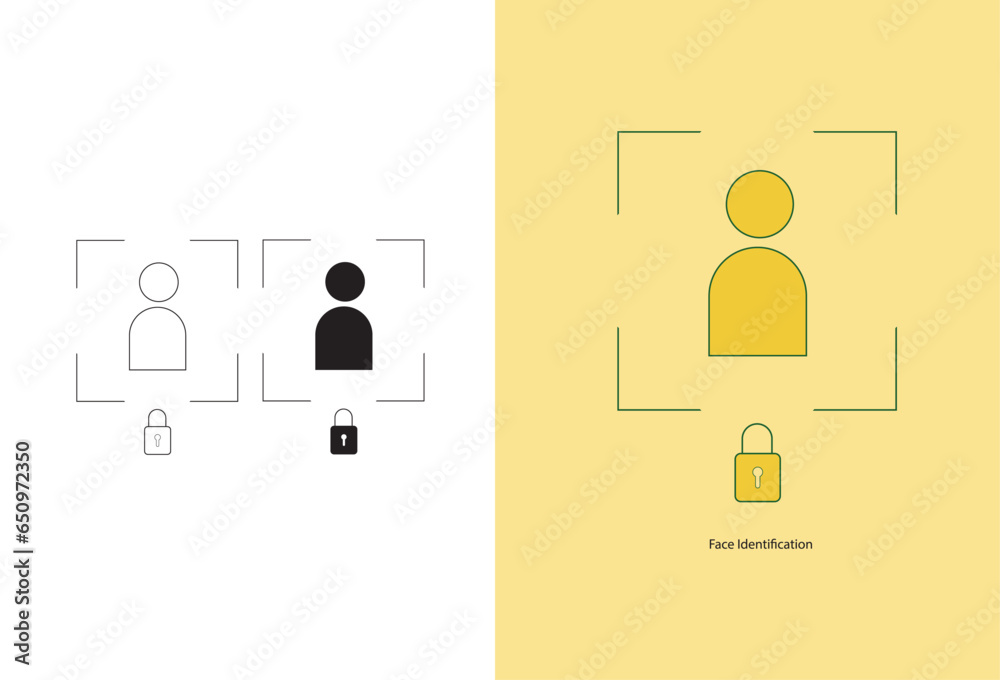 The line icon depicts the concept of face recognition and ...