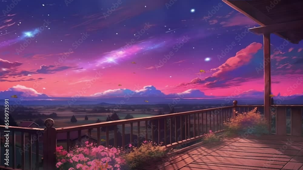 Peaceful fantasy nature landscape background with beautiful view on ...