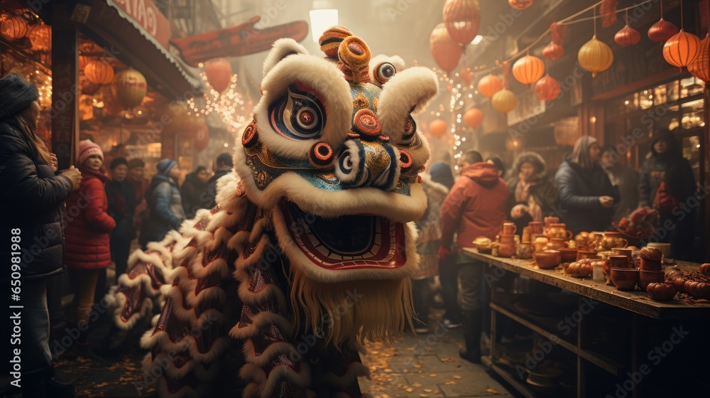 Chinese New Year is celebrated with dragon and lion dances, fireworks ...