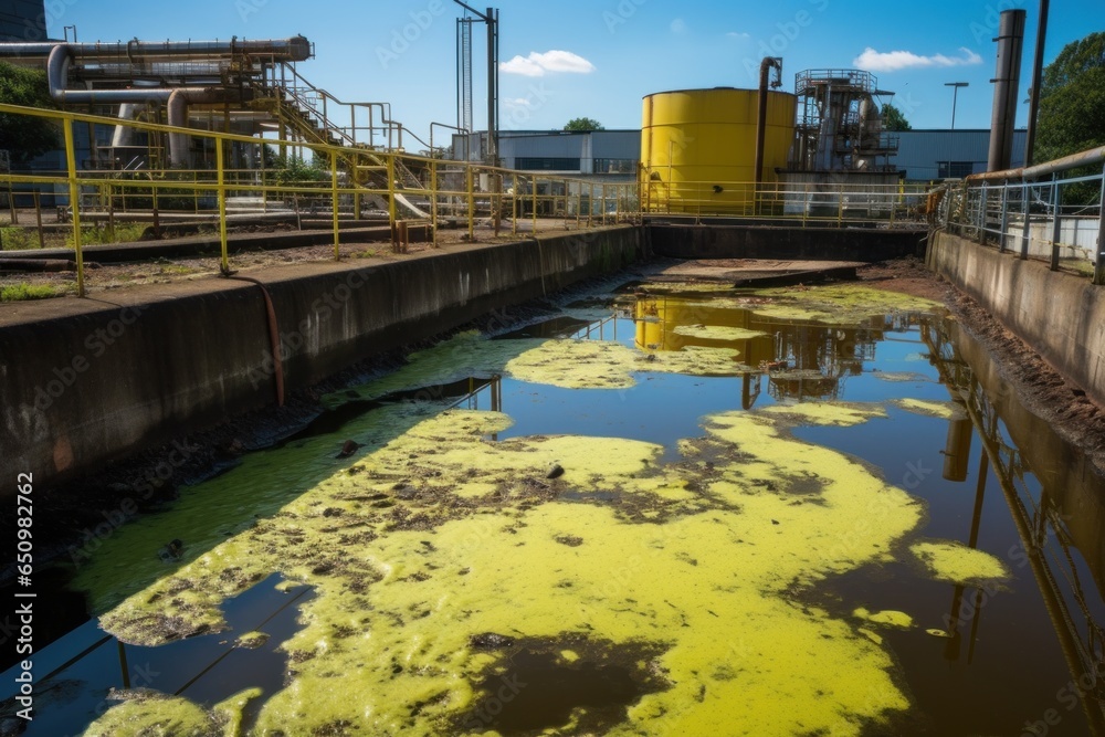 A large yellow substance floating in a body of water at the water ...