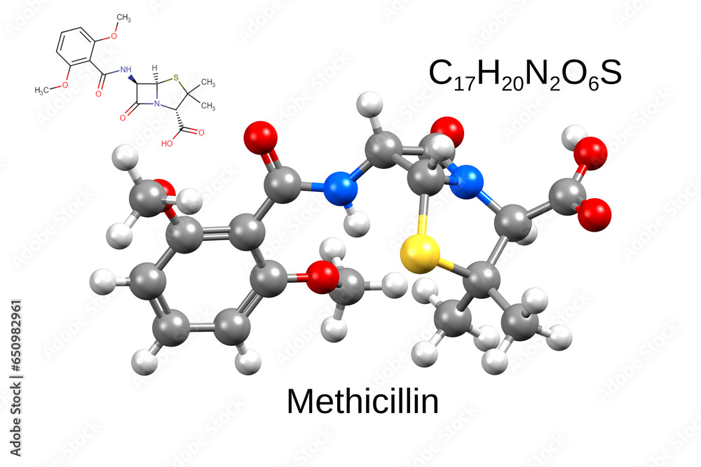 Chemical formula, structural formula and 3D ball-and-stick model of ...