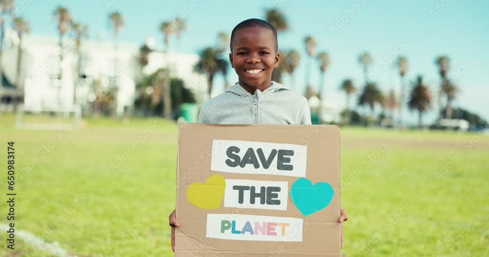 Child, face and protest poster for eco friendly, sustainability and ...