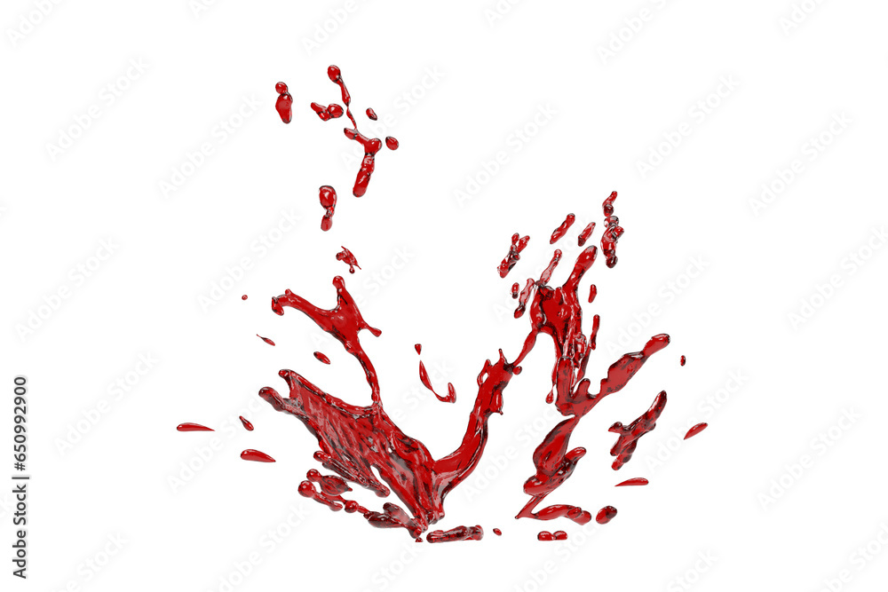 Red blood splatter on white background. It's beautiful liquid splash in ...