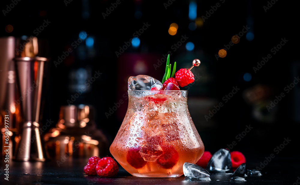 Pink rum - cocktail drink with white rum, pineapple juice, cranberries ...