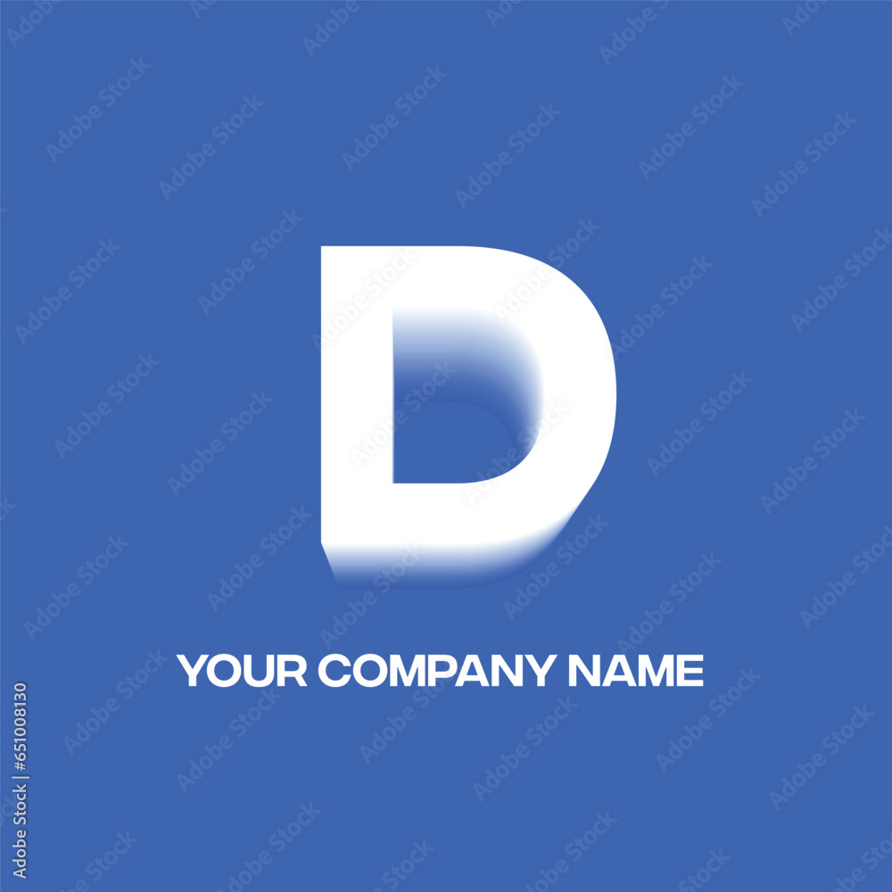 D letter Blue Vintage Stylish Alphabet in cold colours. Original Old ...