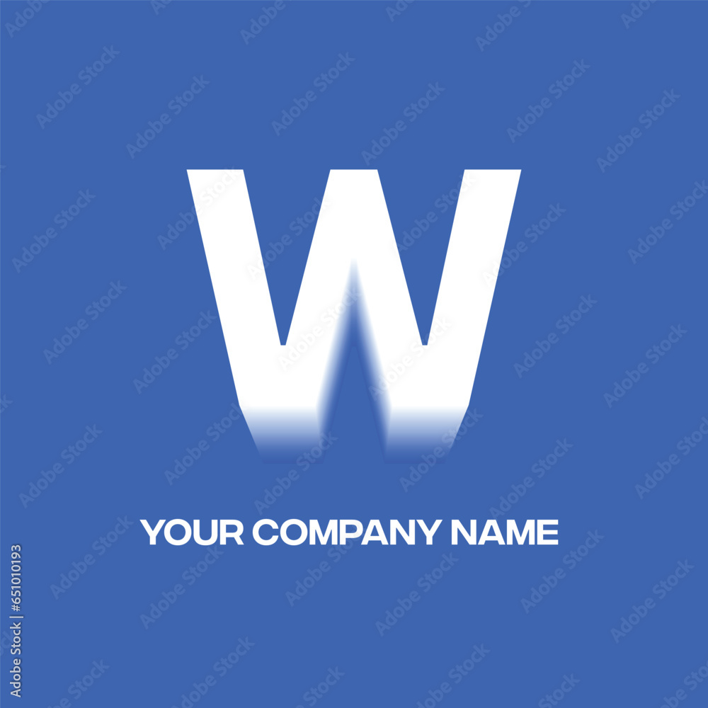W letter Blue Vintage Stylish Alphabet in cold colours. Original Old ...