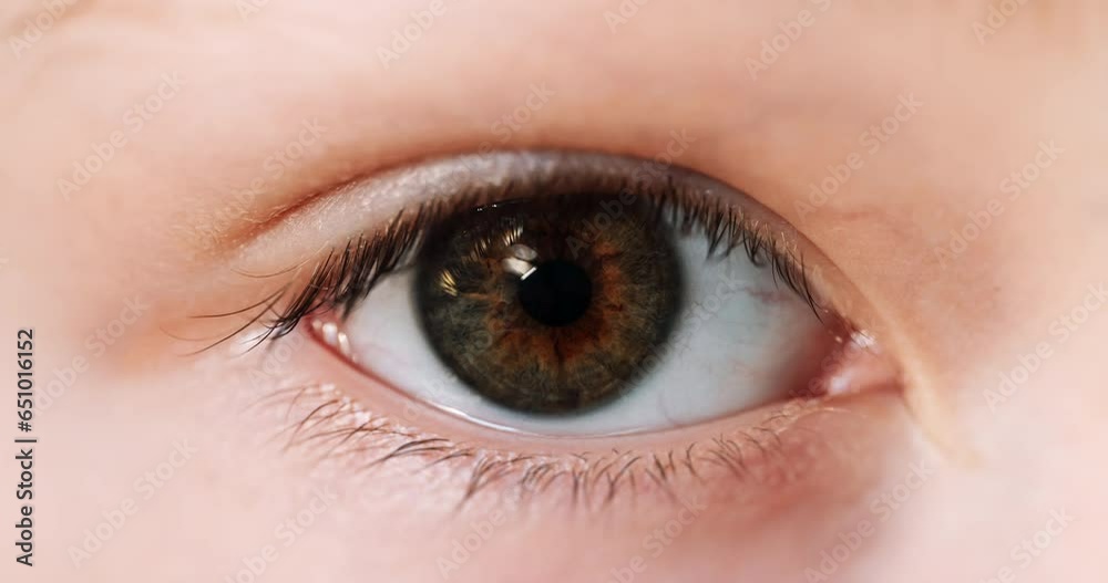 Closeup sequence of different eyes from people looking at the camera ...