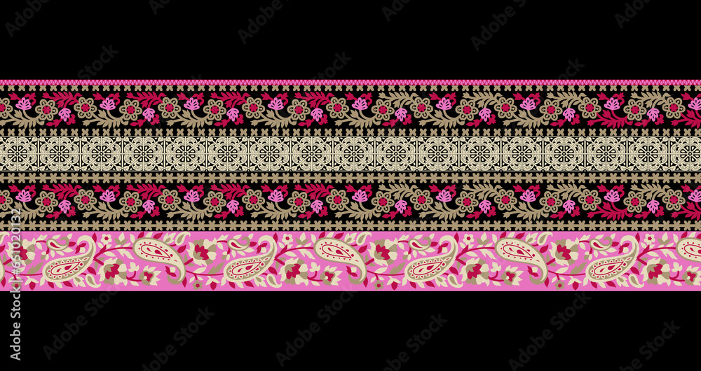 mutli paisley borders motif seamless border design digital stock ...