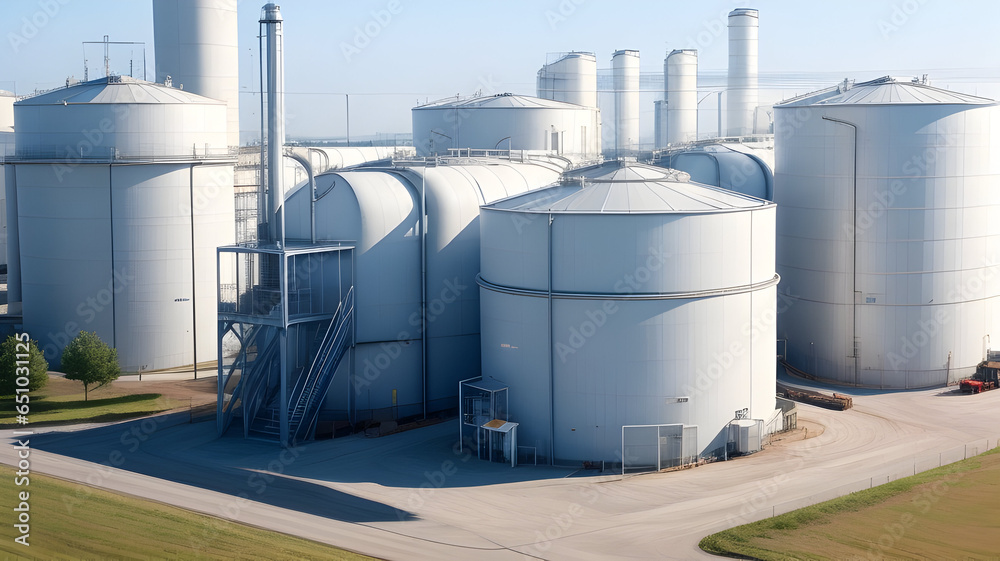 Industrial Storage: Massive Tanks and Silos Holding Raw Materials in a ...