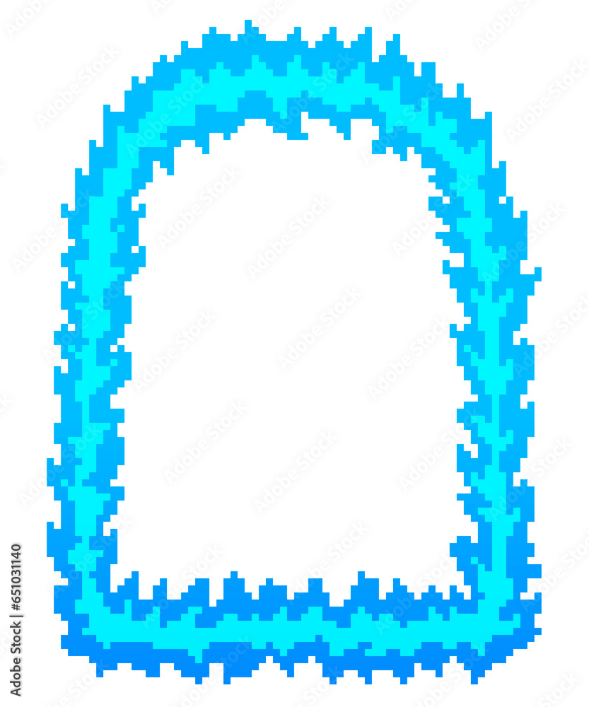 Pixel art blue flame door frame effect Stock Illustration | Adobe Stock
