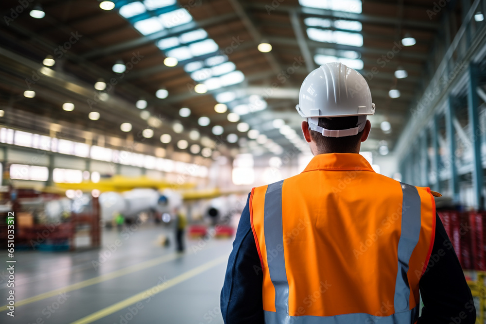 Worker In The Background Aircraft Manufacturing Facility Design ...