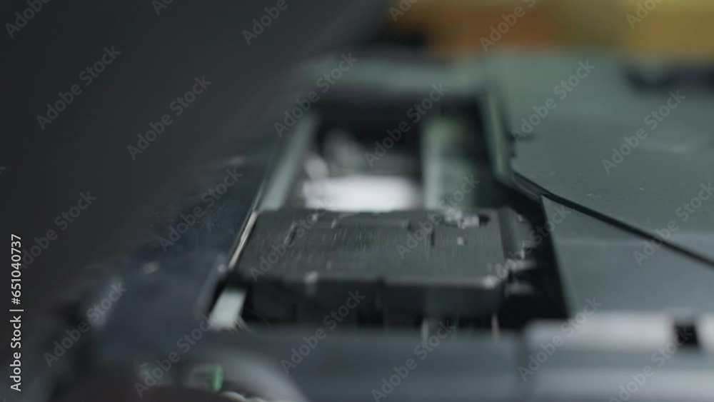 Close up wireless Inkjet printer is working, Inkjet printer spraying ...