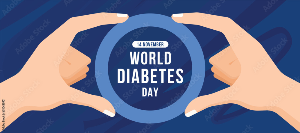 World diabetes day - Text in Universal blue circle symbol for diabetes ...