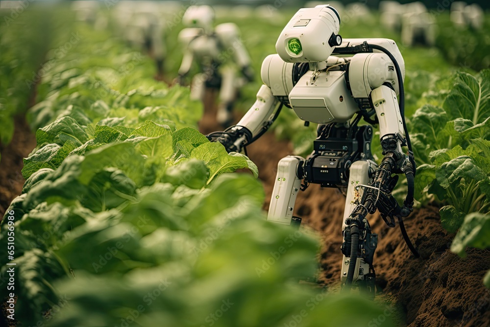 robot assistants in agriculture Technology concept . Smart robotic ...