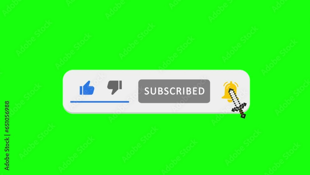 Animated like, subscribe, notification button with pixel sword cursor ...
