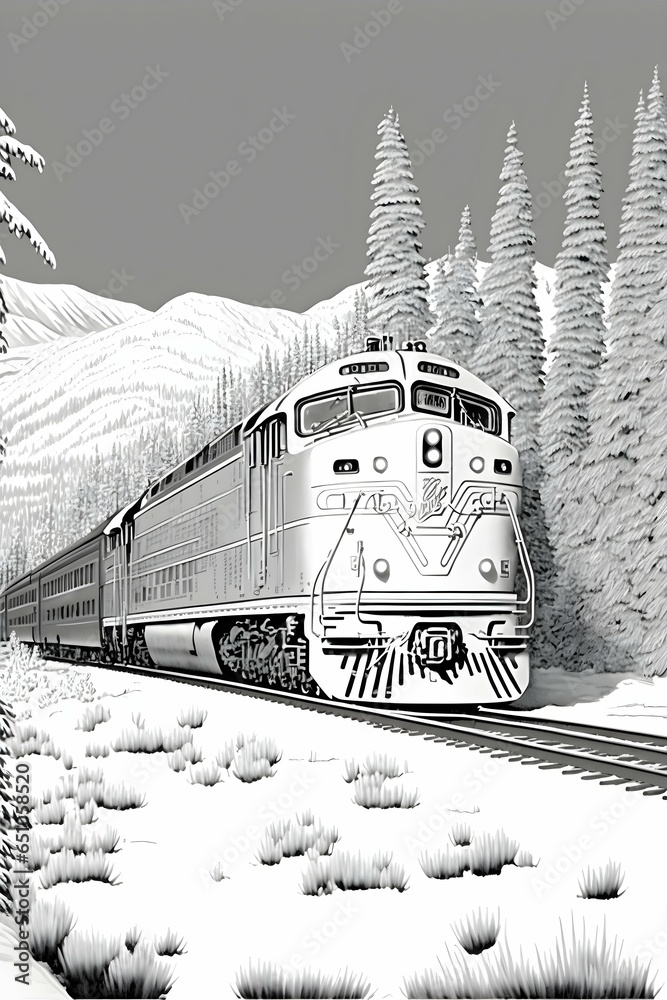 white trains white full size american landscape Coloring page for ...