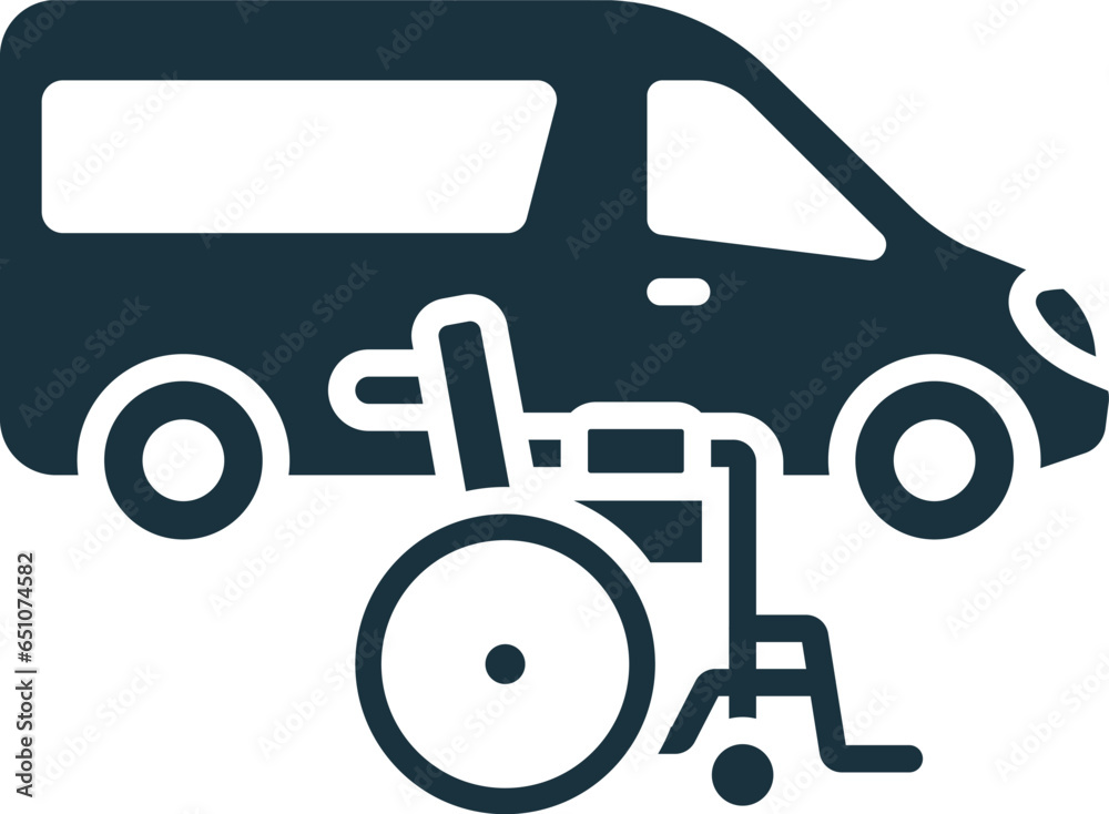 Accessible transportation icon. Monochrome simple sign from social ...