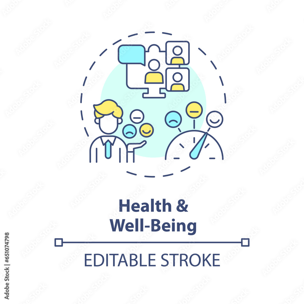 2D editable multicolor icon health and wellbeing concept, simple ...