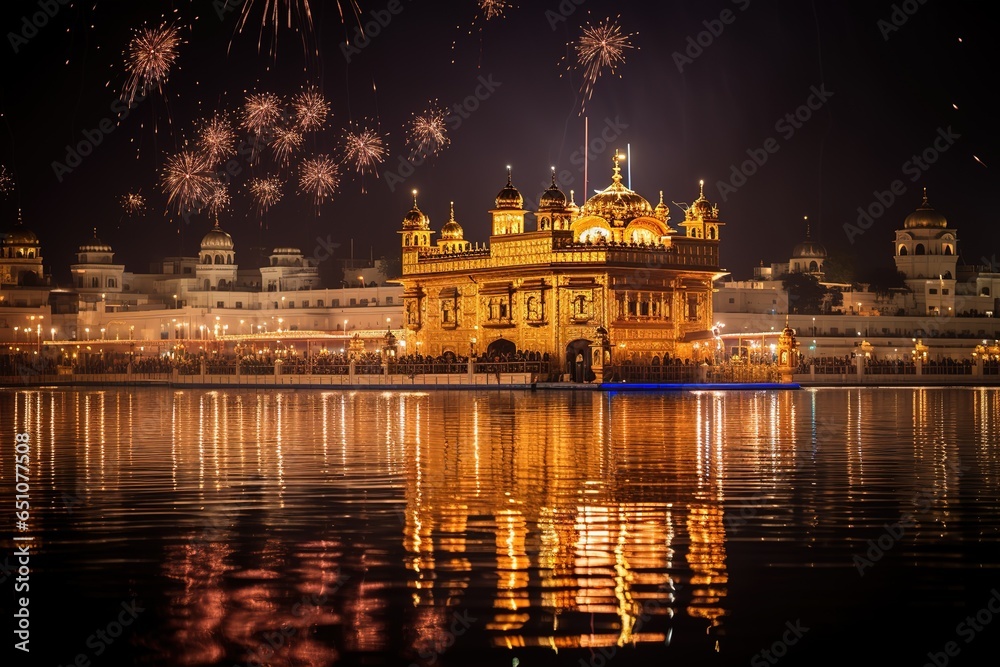 Golden temple consecrated by fireworks Stock Photo | Adobe Stock