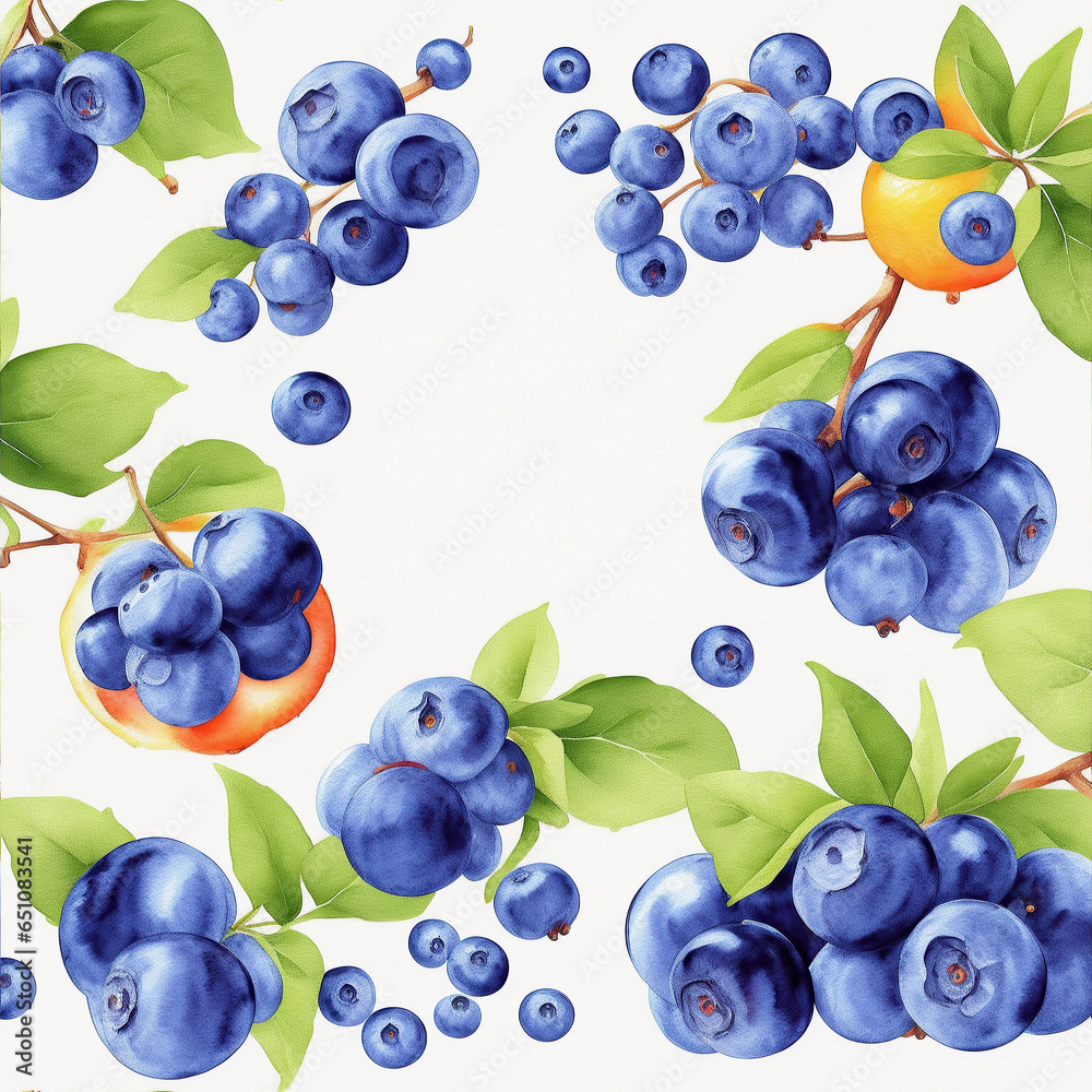 Blueberry vector, watercolor clipart digital png citrus graphic Stock ...