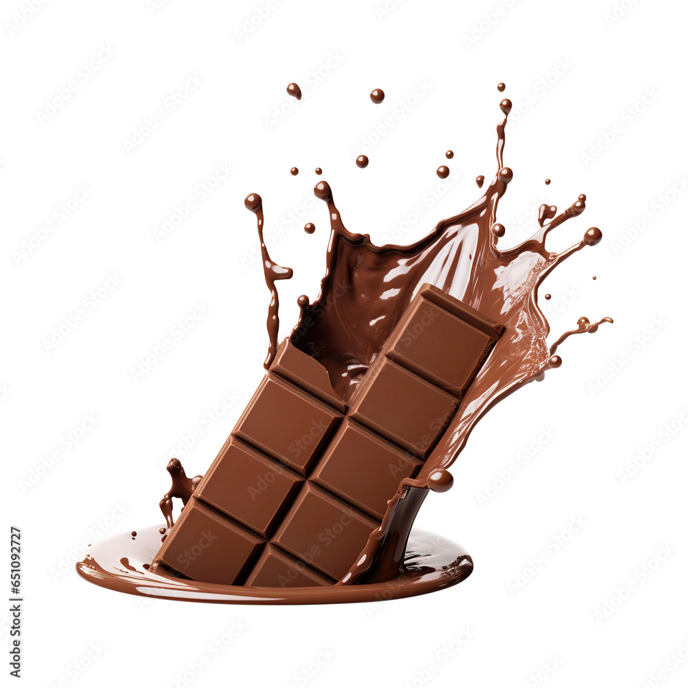 chocolate bar and splash isolated on transparent background Remove png ...