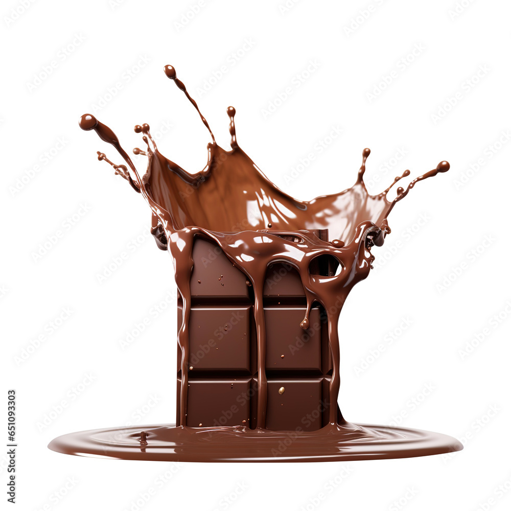 chocolate bar and splash isolated on transparent background Remove png ...