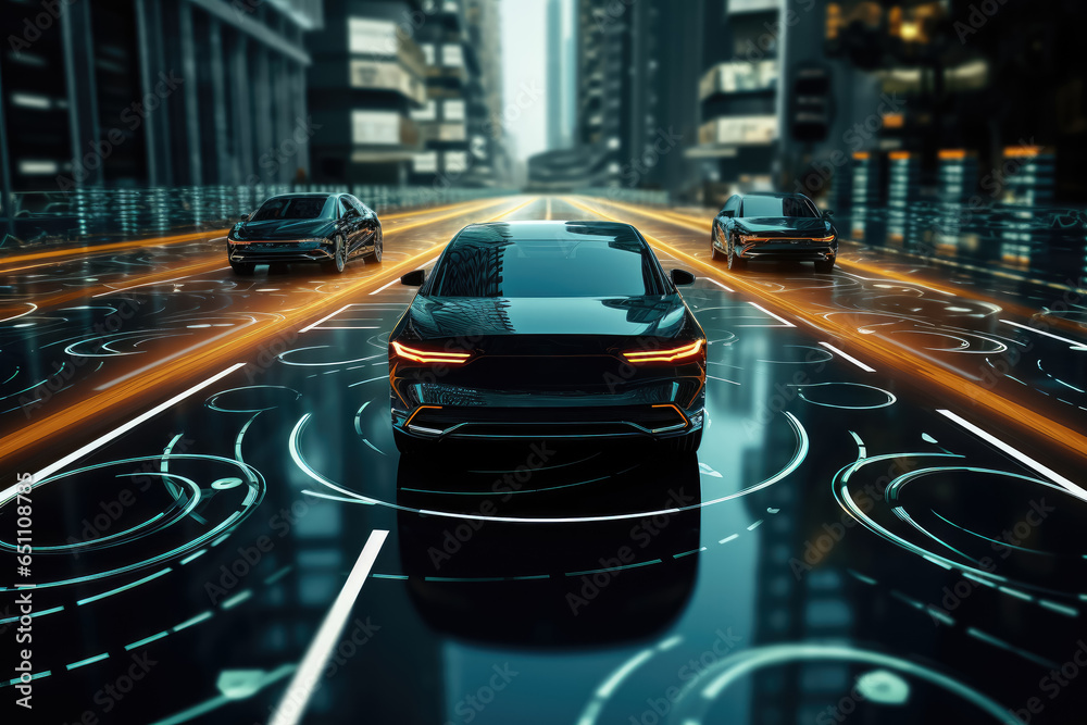 Modern smart car with the internet surrounding technology intelligent ...