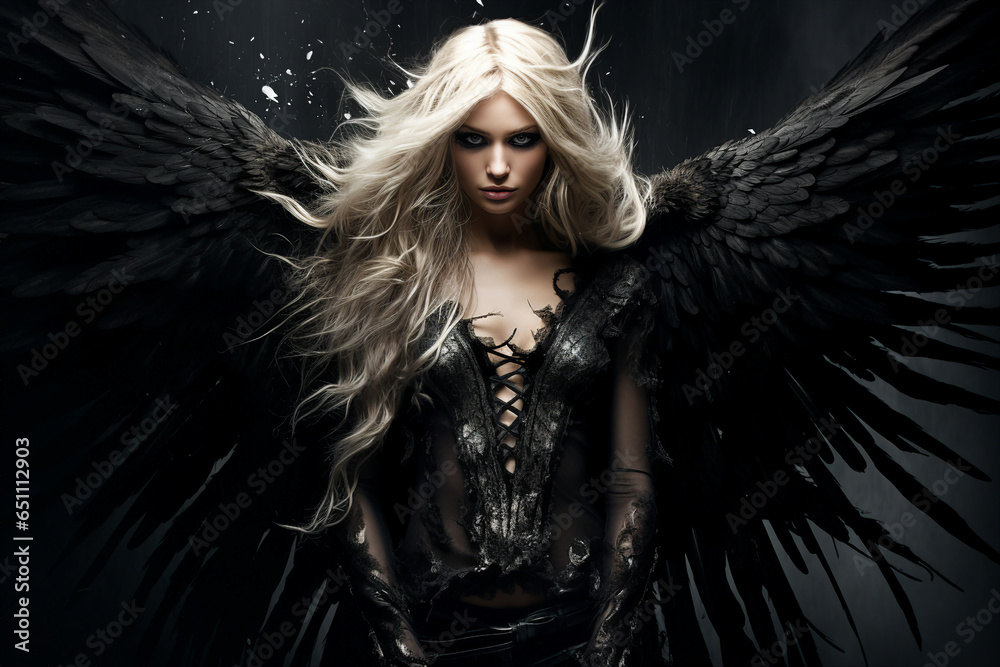 Generative ai collage photo of frightening scary fallen angel with ...