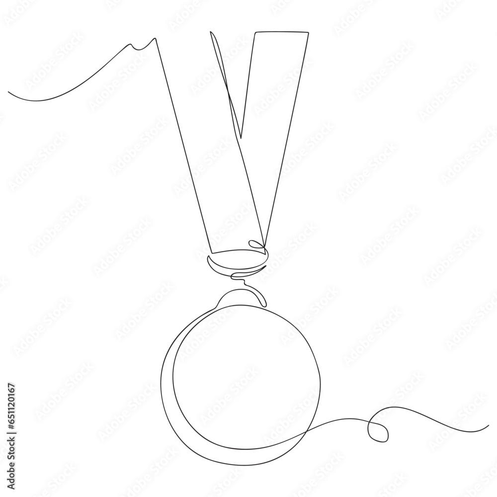 Vector continuous one line drawing of medals, awards. Olympics. Vector ...