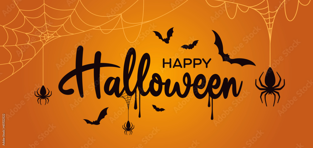 Printable happy Halloween banner, text, logo, type, vector, background ...